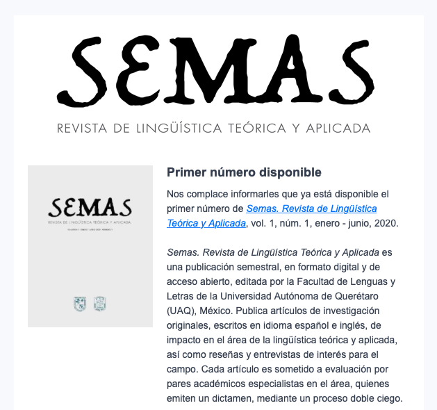 Revista Semas: primer número disponible (Vol. 1 Núm. 1, 2020) – AMLA